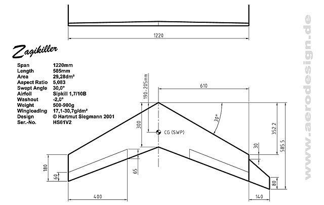 fly2air Flugmodelle - Zagi-Killer (1,22m)